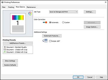 Selecting Additional Print Options - Windows