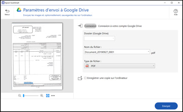 Envoi d'une numérisation vers un service en nuage