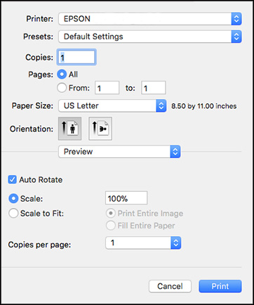Selecting Basic Print Settings - Mac