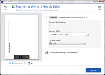 Envoi d'une numérisation vers un service en nuage