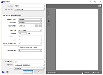 Scanning in Epson Scan 2