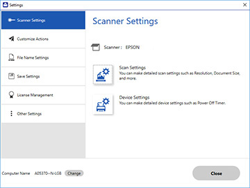 Changing the Scan Settings