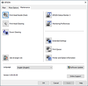 Selecting Extended Settings - Windows