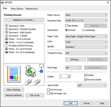 Selecting Basic Print Settings - Windows