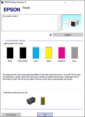 Checking Ink and Maintenance Box Levels - Windows