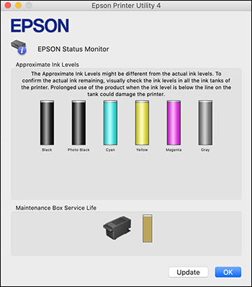 Checking Ink and Maintenance Box Levels - Mac