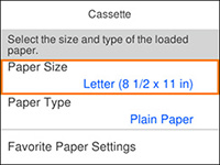 Selecting the Paper Settings - Control Panel