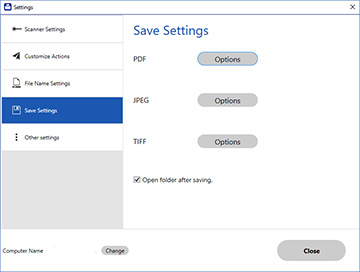 Changing the Save Settings