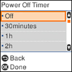 Changing the Power Off Timer Setting from the Control Panel
