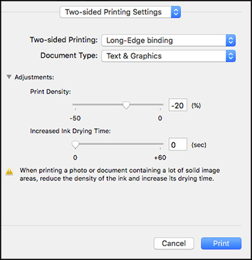 Selecting Double-sided Printing Settings - Mac