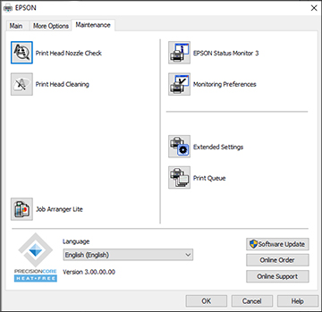 Selecting Extended Settings - Windows