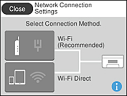 Selecting Wireless Network Settings from the Control Panel