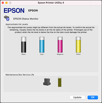 Checking Ink and Maintenance Box Levels - Mac