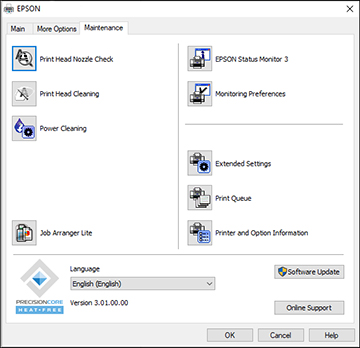 Changing the Language of the Printer Software Screens