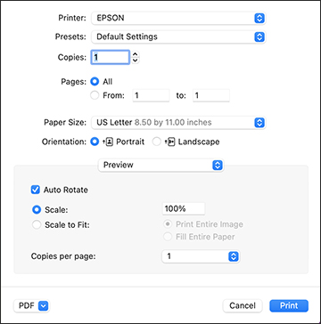Selecting Basic Print Settings - Mac