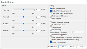 Selecting Extended Settings - Windows