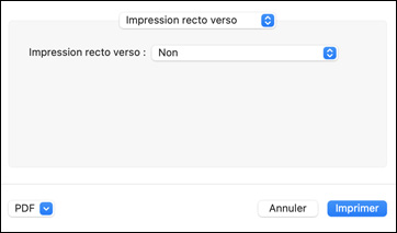 Sélection des paramètres d'impression recto verso - Mac