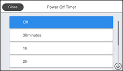 Changing the Power Off Timer Settings