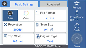 Scanning to a Memory Device