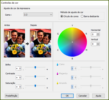 Opções de modo de cor - Windows