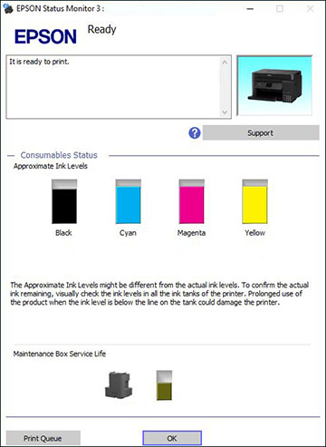 Checking Ink and Maintenance Box Levels - Windows