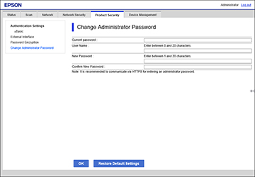 Changing the Administrator Password in Web Config