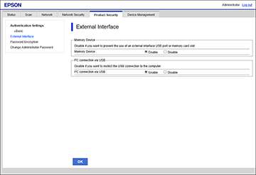 Disabling the External Interface