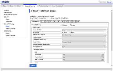 Configuring Default IPsec/IP Filtering Policy