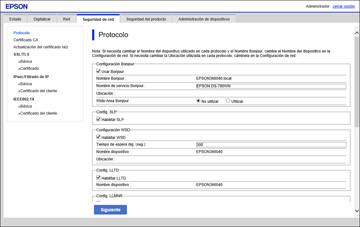 Cómo configurar protocolos en Web Config