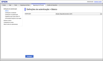 Registro de configurações de usuário