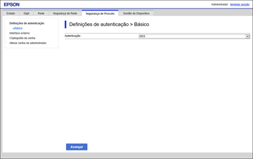 Habilitação da autenticação