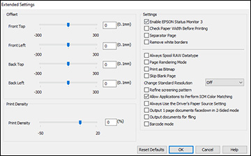 Selecting Extended Settings - Windows