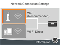 Selecting Wireless Network Settings from the Control Panel
