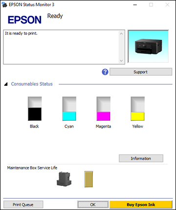 Checking Cartridge and Maintenance Box Status - Windows