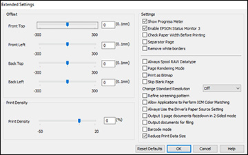 Selecting Extended Settings - Windows