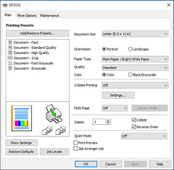 Selecting Basic Print Settings - Windows