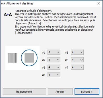Alignement de la tête d'impression au moyen d'un utilitaire de l'ordinateur