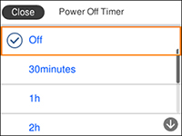 Changing the Power Off Timer Settings