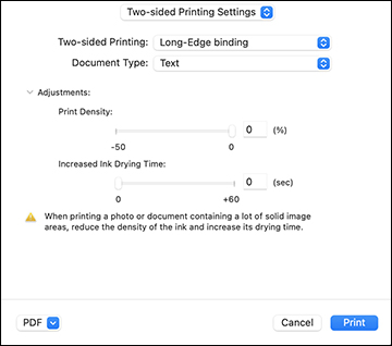 Selecting Double-sided Printing Settings - Mac