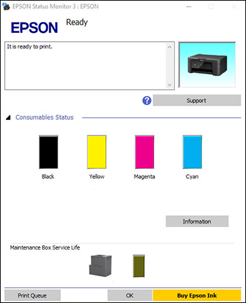 Checking Cartridge and Maintenance Box Status - Windows