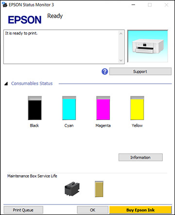 Checking Cartridge and Maintenance Box Status - Windows