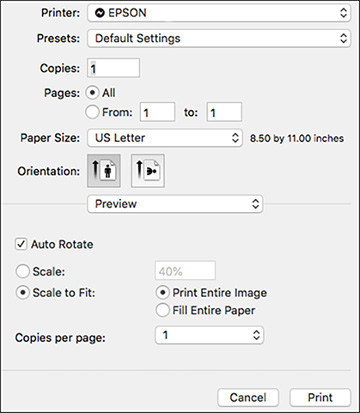 Selecting Basic Print Settings - Mac