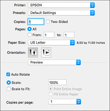 Selecting Basic Print Settings - PostScript Printer Software - Mac