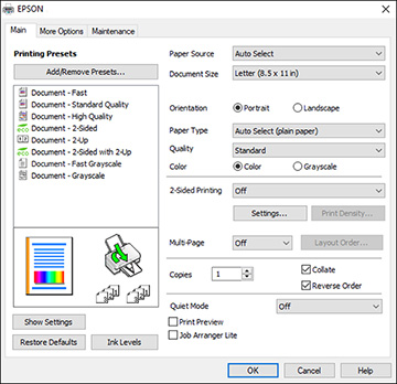 Selecting Basic Print Settings - Windows
