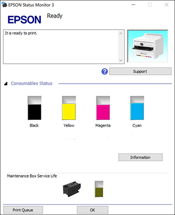 Checking Ink and Maintenance Box Status - Windows