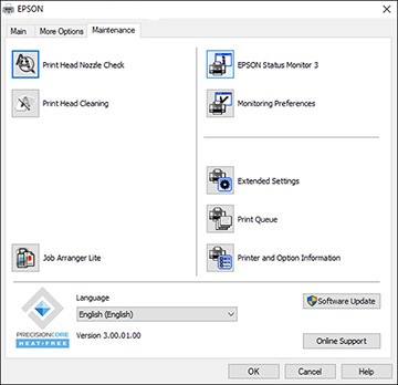 Selecting Extended Settings - Windows