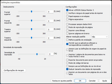 Seleção das configurações avançadas - Windows