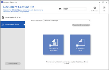 Numérisation avec Numérisation simple sous Document Capture Pro - Windows