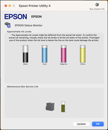 Checking Ink and Maintenance Box Levels - Mac