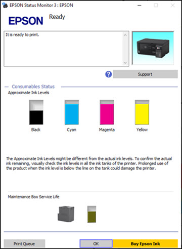 Checking Ink and Maintenance Box Levels - Windows